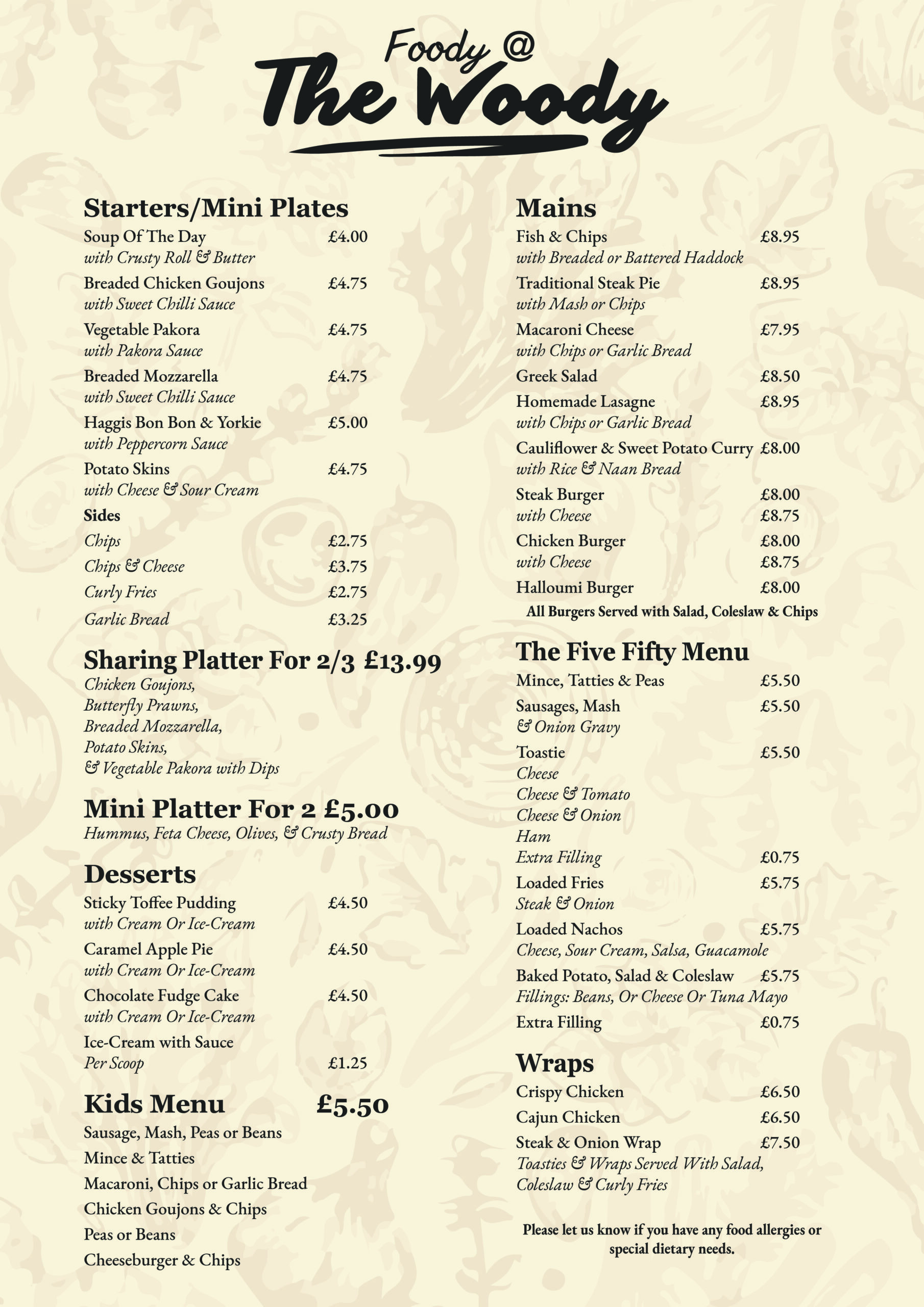 Menus - The Woodside Inn