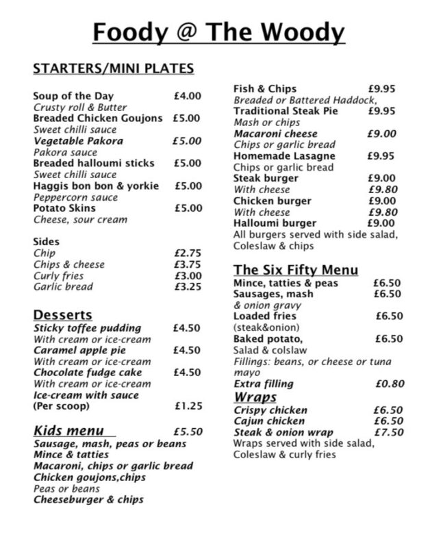 Menus - The Woodside Inn