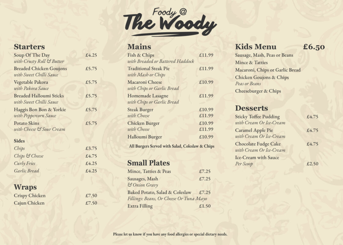 Menus - The Woodside Inn